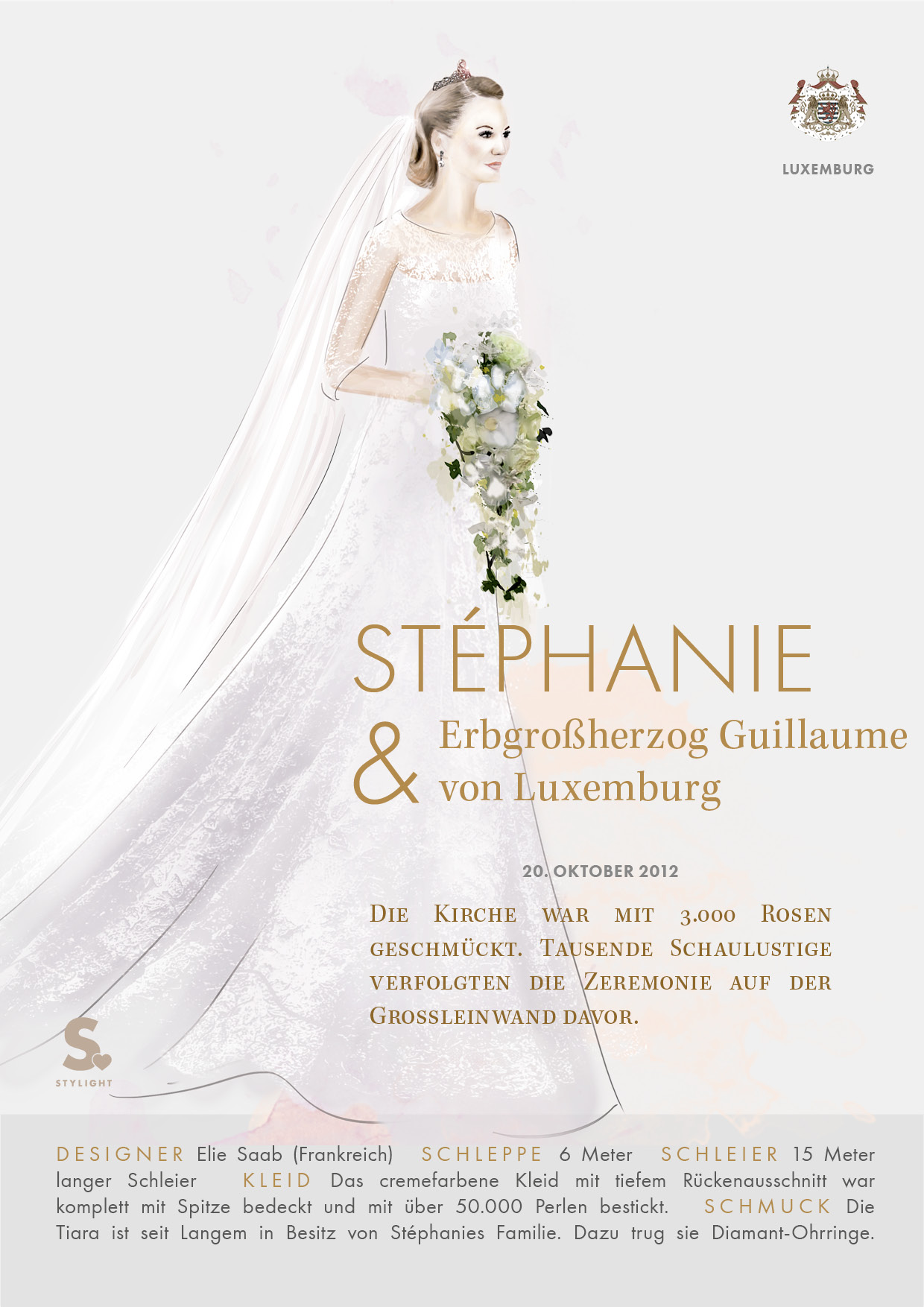 Royales Hochzeitskleid von Stephanie von Luxemburg