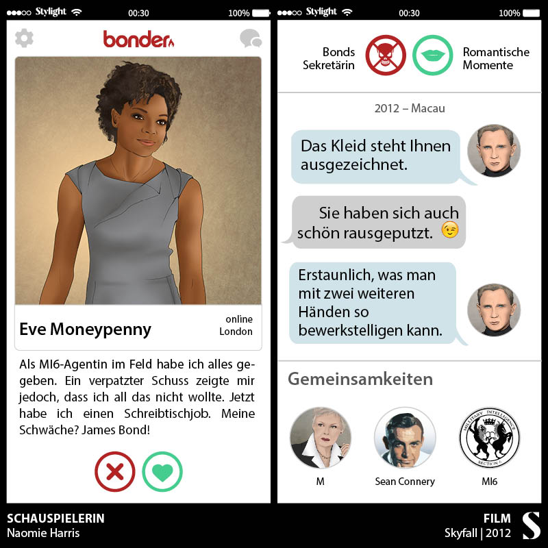 Was wenn James Bond Tinder hätte - Profil Eve Moneypenny