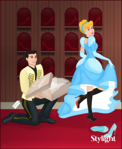Disney Prinzessin Cinderella beim Schuhshoppen an Valentinstag