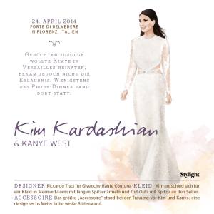 Infoslide mit den wichtigsten Infos zu Kim Kardashians Hochzeit als eine der schönsten Star-Bräute der letzten Jahre